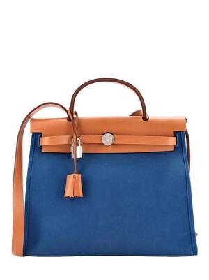 Hermès Herbag Zip Leather And Toile 31 - Blue