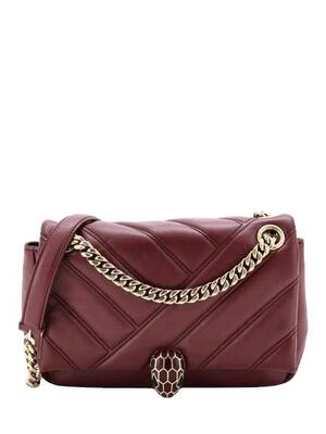 BVLGARI Serpenti Cabochon Shoulder Bag Diagonal Quilted Leather Small - Red