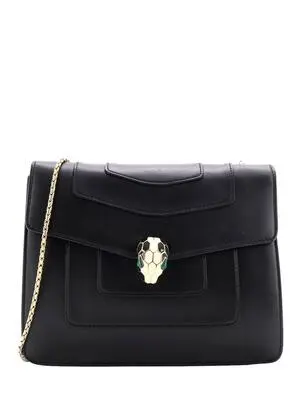 BVLGARI Serpenti Forever Square Shoulder Bag Leather Medium - Black