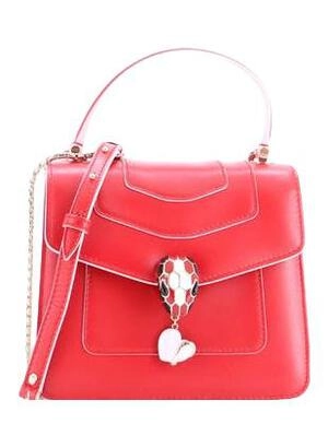 BVLGARI Serpenti Forever Dangle Top Handle Bag Leather Small - Red