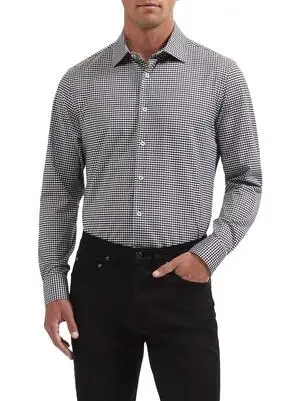 Bugatchi James Ooohcotton® Gingham Button-up Shirt - Black