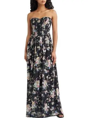 LULUS Lulus Remi Floral Corset Maxi Gown