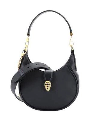 BVLGARI Serpenti Ellipse Crossbody Bag Leather Mini - Black