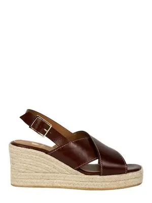 BOBBIES Lucy Espadrille Wedges - Chestnut