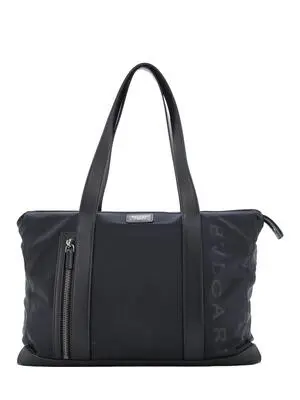 BVLGARI Fragment Zip Tote Nylon With Leather Medium - Black