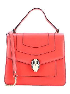 BVLGARI Serpenti Forever Top Handle Bag Leather Small - Red