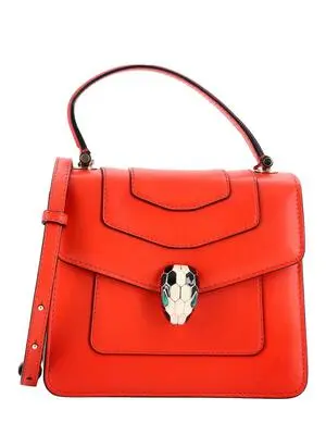 BVLGARI Serpenti Forever Top Handle Bag Leather Small - Red