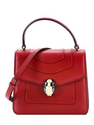 BVLGARI Serpenti Forever Top Handle Bag Leather Small - Red