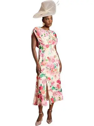 Coast Floral Chiffon Midi Dress - Ivory