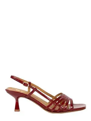 BOBBIES Ve Heeled Slingback Sandals - Cherry Gloss