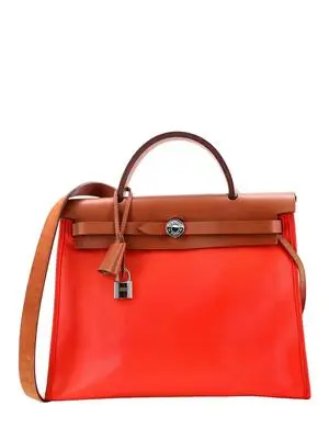 Hermès Herbag Zip Berline Vache Canvas And Leather 31 Red