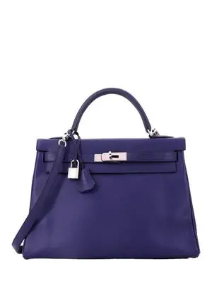 HERMÈS Kelly Handbag Verso Evercolor With Palladium Hardware 32