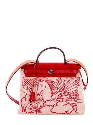 Hermès Herbag Zip Pegase Pop Toile And Leather 31 Red