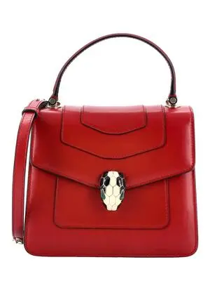BVLGARI Serpenti Forever Top Handle Bag Leather Small - Red