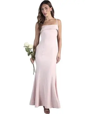 Coast Strappy Square Neck Satin Trim Maxi Dress - Blush