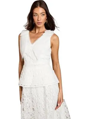 Coast Lace Bow V-neck Top - Ivory