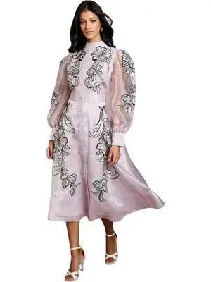 Coast Petite Embroidered Midi Dress - Blush