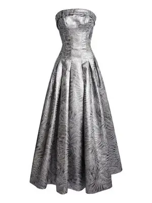 Zuhair Murad Heavy Jacquard Ankle Dress - Silver