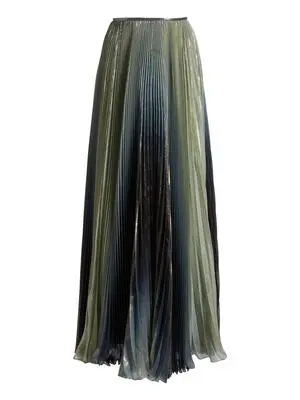 Zuhair Murad Printed Lame Plisse Ankle Skirt - Multi