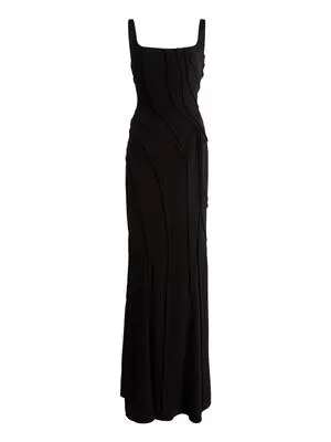 Zuhair Murad Heavy Cady Long Dress With Pintucks - Black