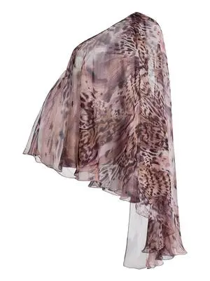 Zuhair Murad Printed Chiffon Cape Top - Print
