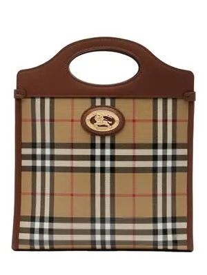 Burberry Check Medium Top-handle Bag - Beige