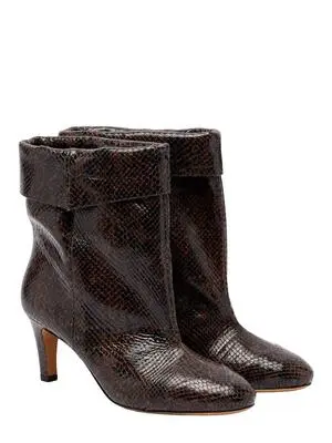 Isabel Marant Étoile Eldra Snakeskin Effect Leather Ankle Boots - Brown