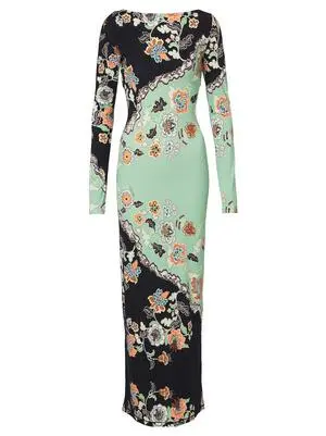 Roberto Cavalli Floral Print Maxi Dress - Blue