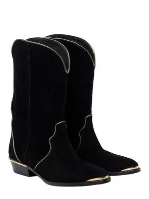 Isabel Marant Étoile Elbini Suede Cowboy Boots - Black