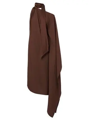 TALLER MARMO Asymmetric Scarf-detail Midi Dress - Brown