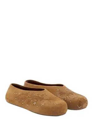 GOLDEN GOOSE Studded Suede Slip-on Shoes - Beige