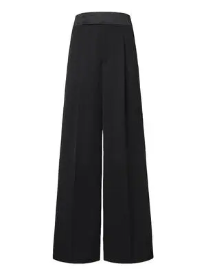 Saint Laurent Pleated Wool Wide-leg Pants - Black