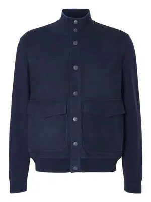 Canali Suede Bomber Jacket - Blue