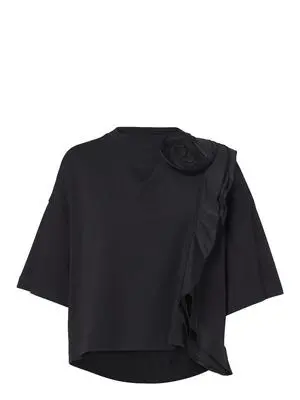 Max Mara Ruffled Cotton Jersey T-shirt - Black