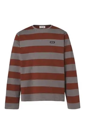 Miu Miu Striped Cotton Jersey T-shirt - Grey