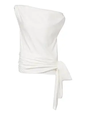 Proenza Schouler Asymmetric Cotton Jersey Top With Self-ties - White