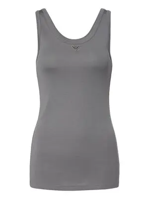 Prada Ribbed-knit Cotton Tank Top - Grey