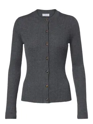 Burberry Ribbed-knit Cashmere Cardigan - Grey