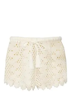 Posse Saskia Crochet Shorts - White