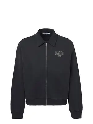 Acne Studios Logo Cotton-blend Zip-up Sweatshirt - Black