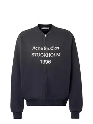 Acne Studios Logo Cotton-blend Zip-up Sweatshirt - Black