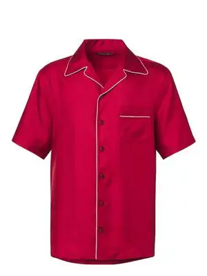 Dolce & Gabbana Silk Satin Bowling Shirt - Red