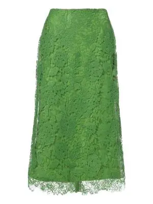 Carolina Herrera Floral Lace Midi Skirt - Green