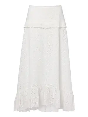 Ulla Johnson Violetta Broderie Anglaise Midi Skirt - White
