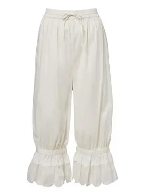 Staud Renzo Embroidered Cotton Voile Pants - White