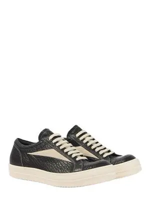 Rick Owens Suede-trimmed Leather Sneakers - Black