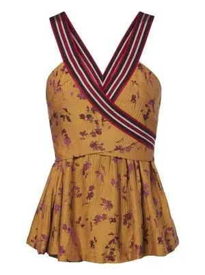 Dries Van Noten Floral Peplum Top - Yellow