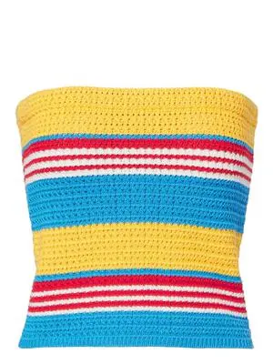 Posse Tammy Striped Cotton Strapless Top - Multicoloured