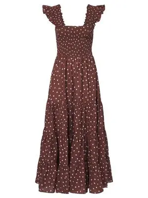Rixo Kendall Polka Dot Cotton Midi Dress - Brown