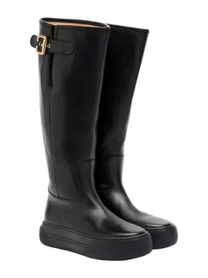 Chloé Delia Leather Knee-high Boots - Black